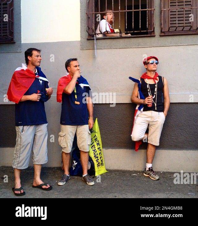 French fans outside Maracana stadium, Rio de Janeiro. (AP Photo/Natacha ...