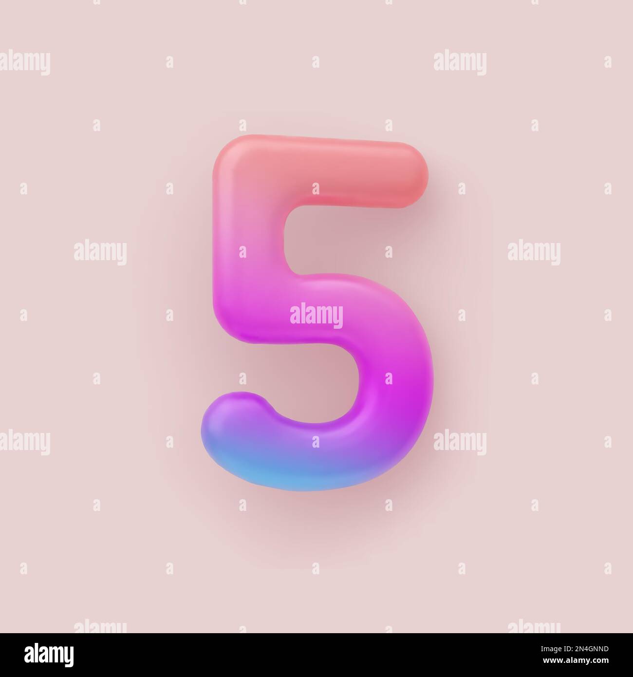 3D Colorful Gradient number 5 on a light background Stock Vector Image ...