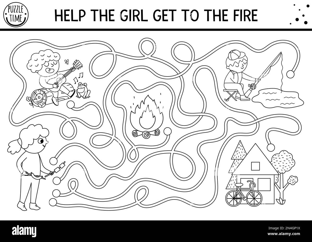 Maze Coloring Pages Maze With Puppies And Teacher Dog Coloring Page
