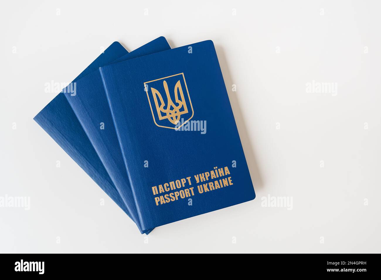 Lviv, Ukraine - January 23, 2023: Ukrainian passport on a white table ...