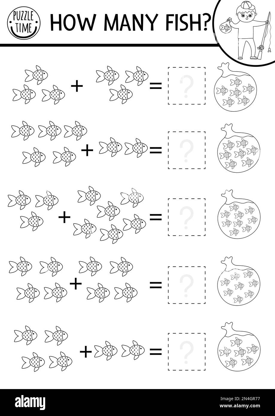 How many fish black and white game with cute fishes in the bag with ...