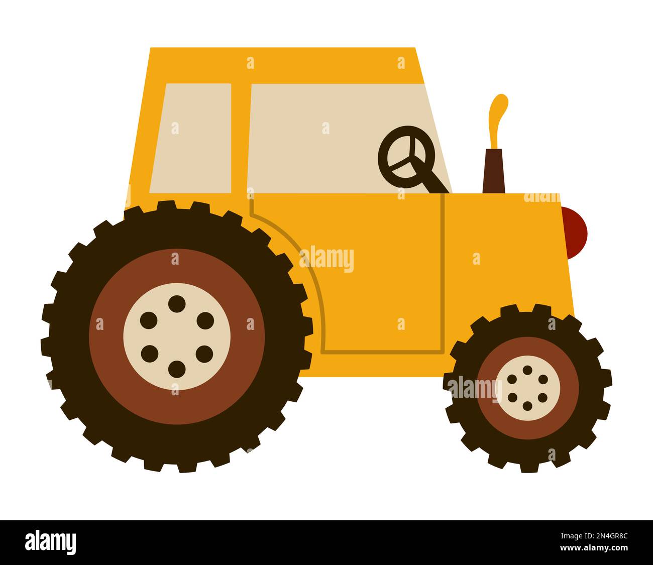 Vector Autumn tractor icon. Fall season farm transportation isolated on ...