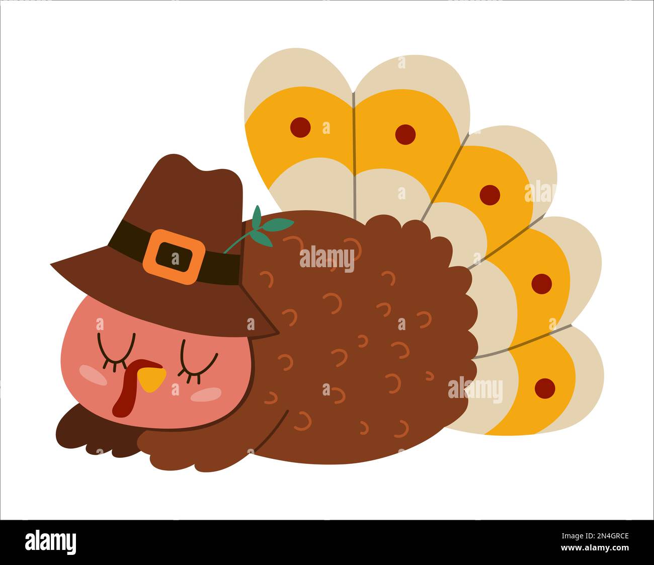 Vector Thanksgiving turkey in pilgrim hat. Autumn bird icon. Fall ...