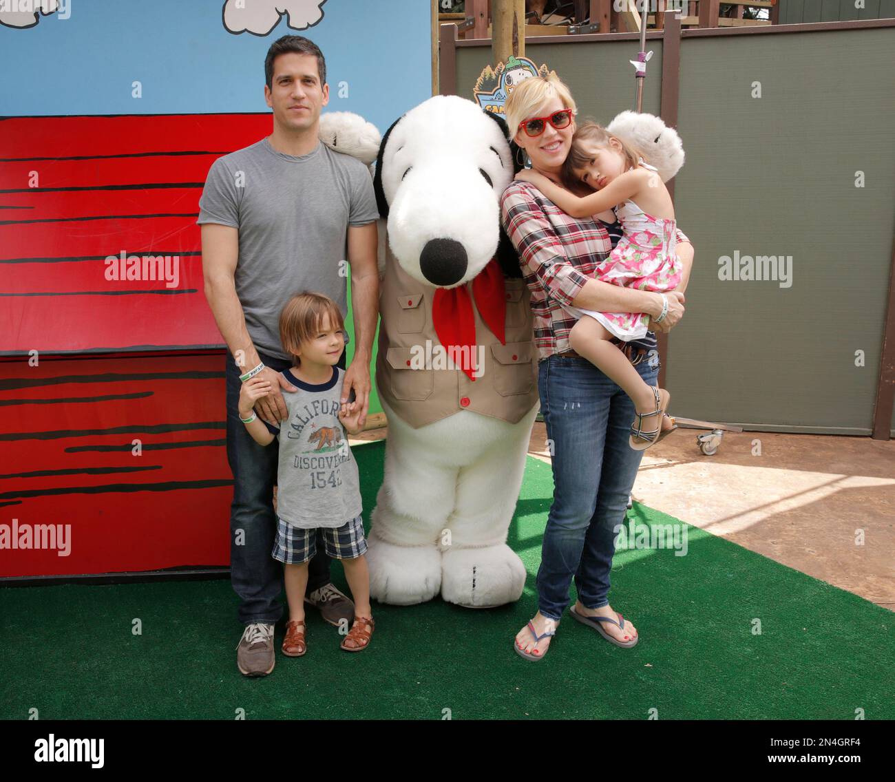 Molly Ringwald, Panio Gianopoulos and family attend the Camp Snoopy's ...