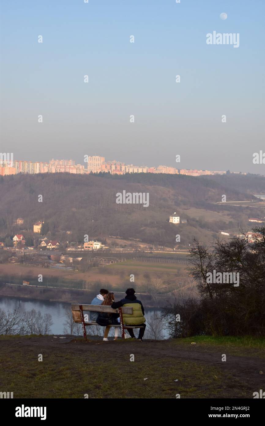 The silhouette of a couple sitting, concept of lonely, sad, alone ...