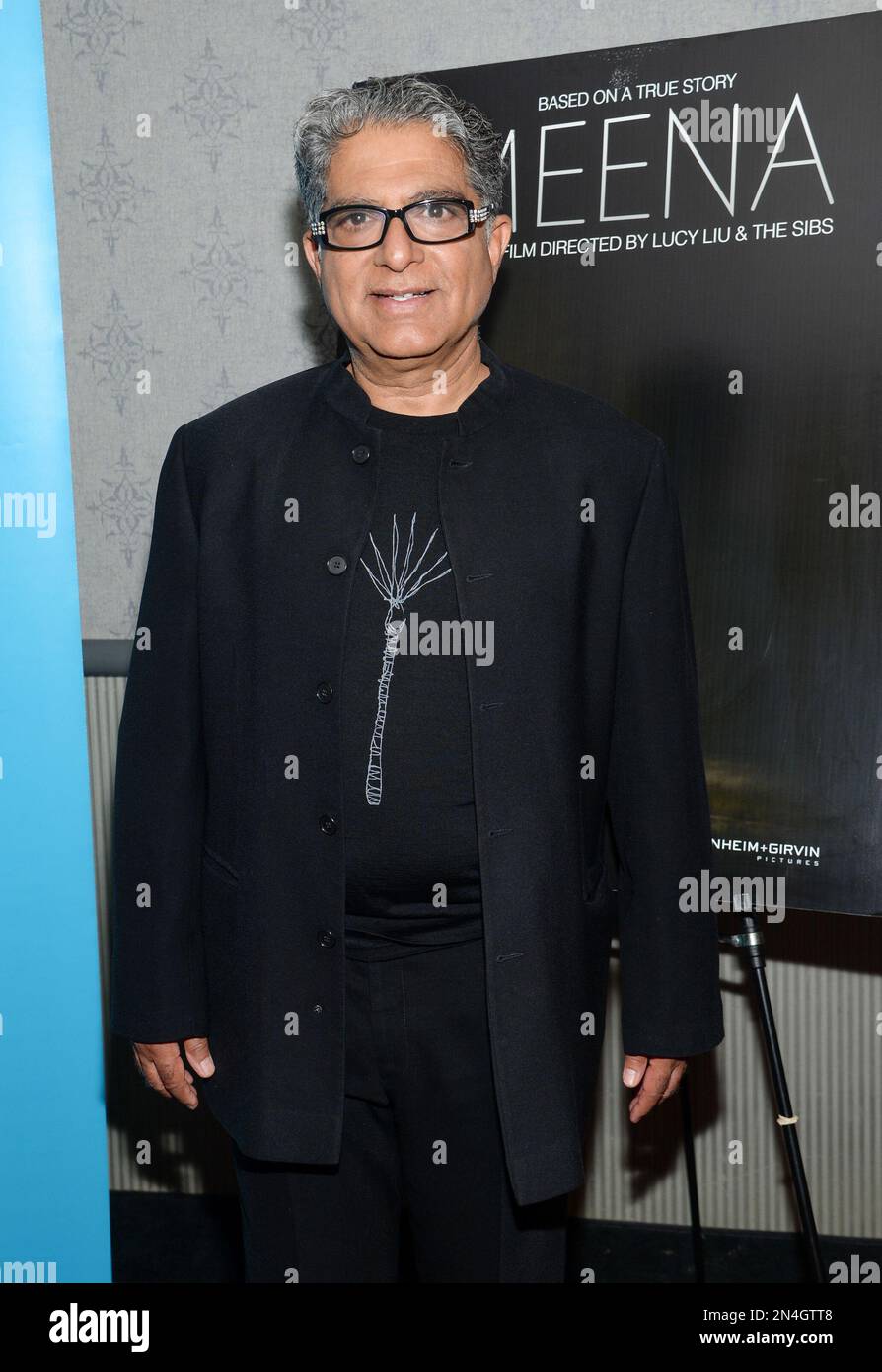 Deepak Chopra attends the premiere of "Meena" at the AMC Loews Theater ...
