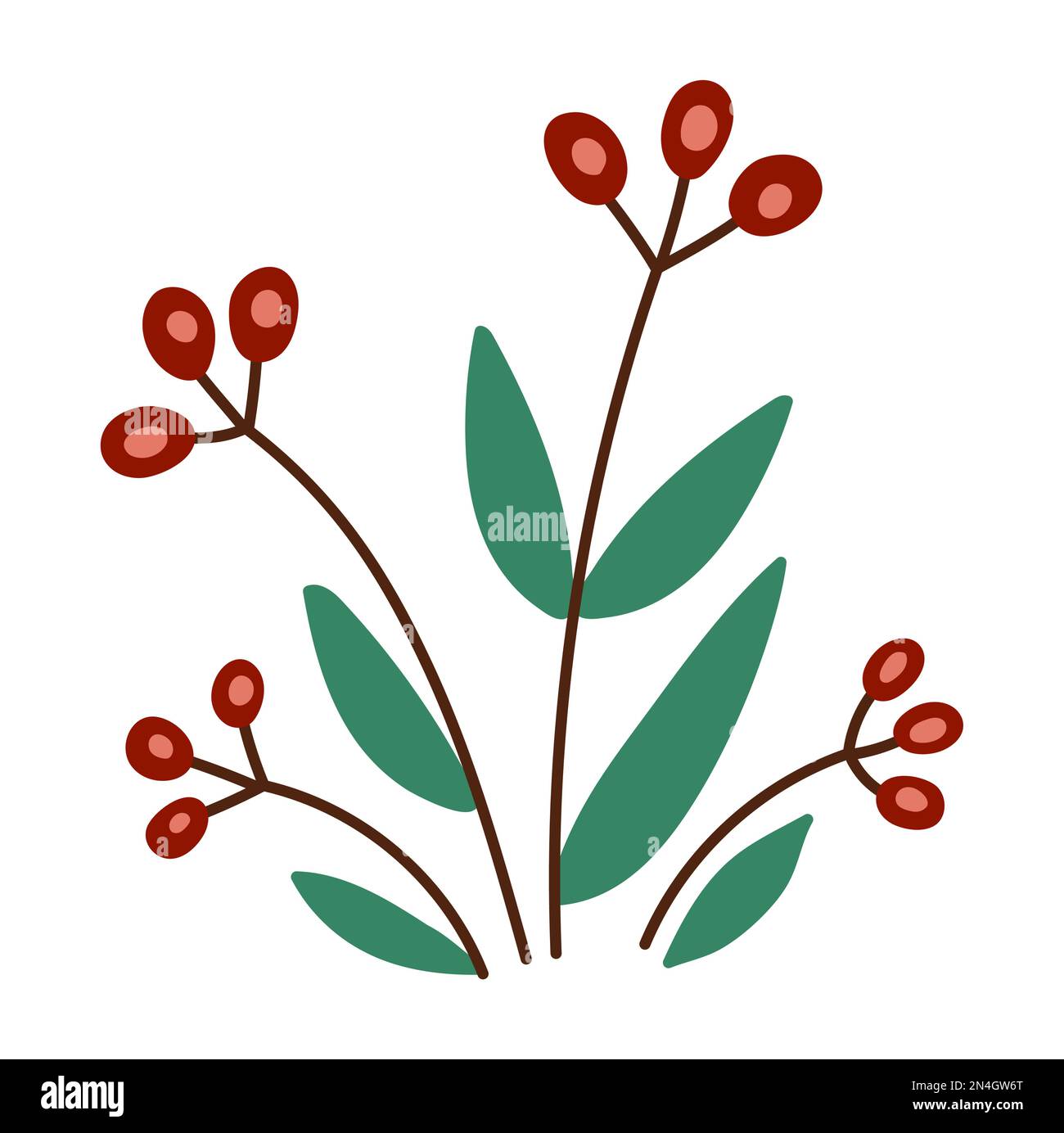 Vector autumn berry bush icon. Fall plant illustration. Floral clipart ...