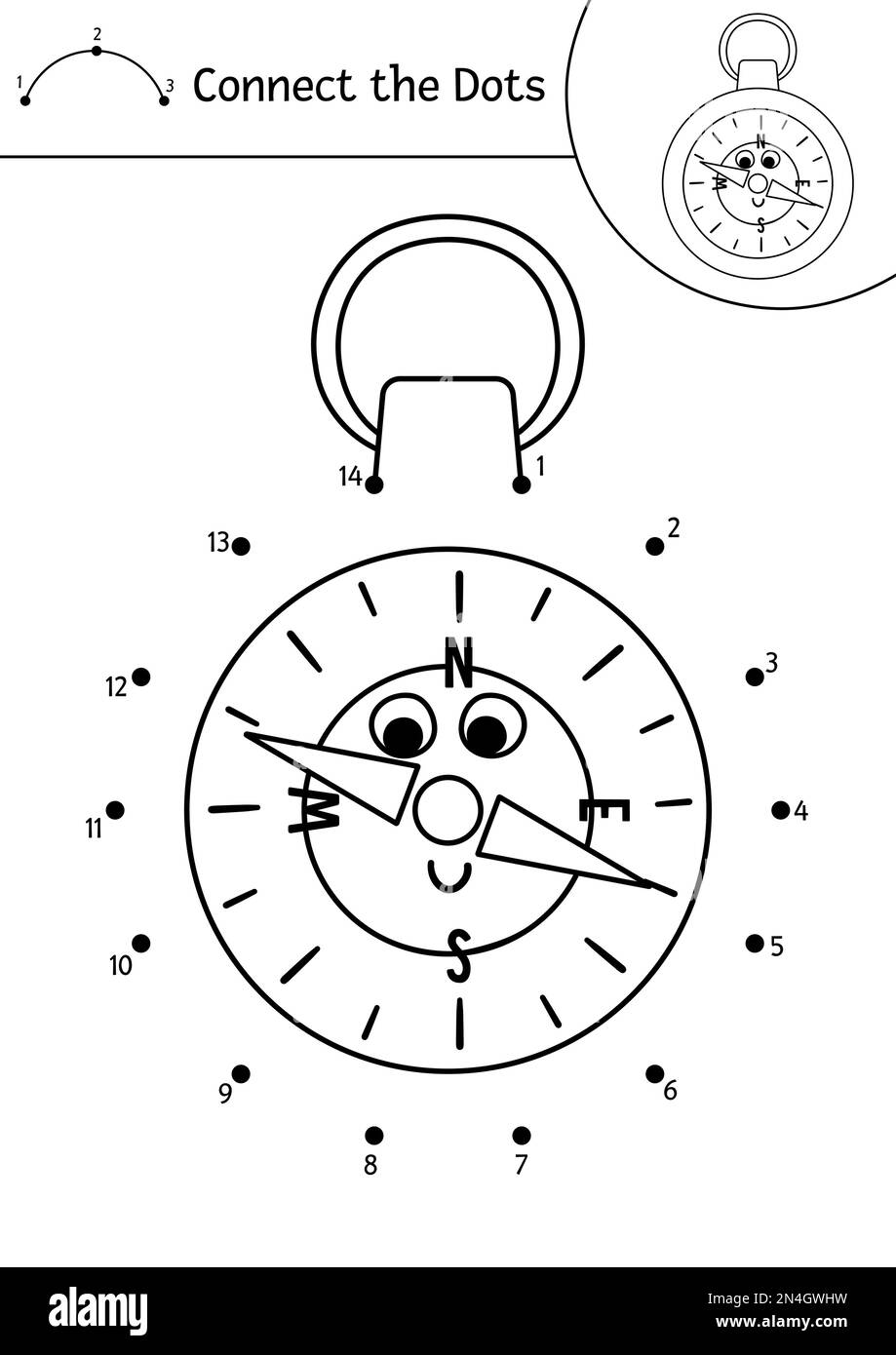 Vector camping dot-to-dot and color activity with cute kawaii tourist ...