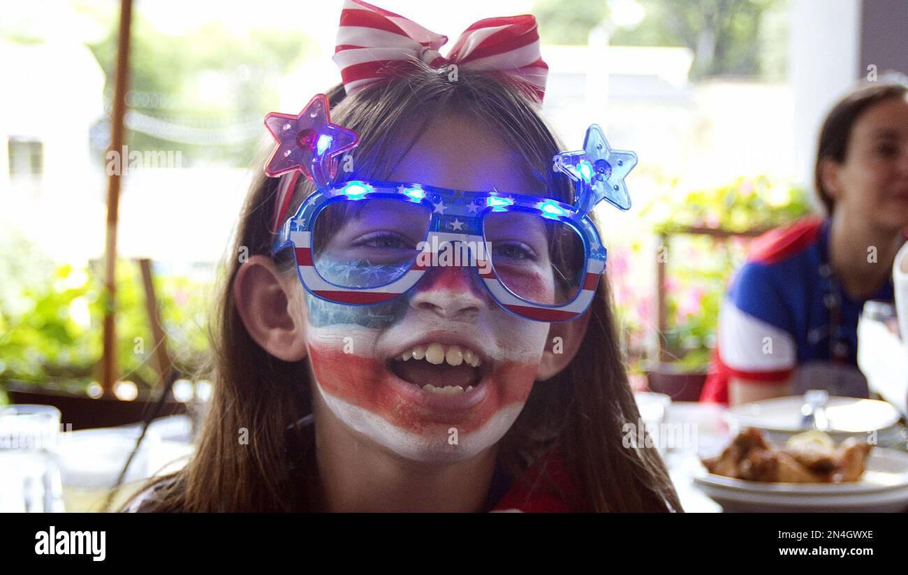 Lia Ramirez, an United States soccer fan, reacts while watching the ...