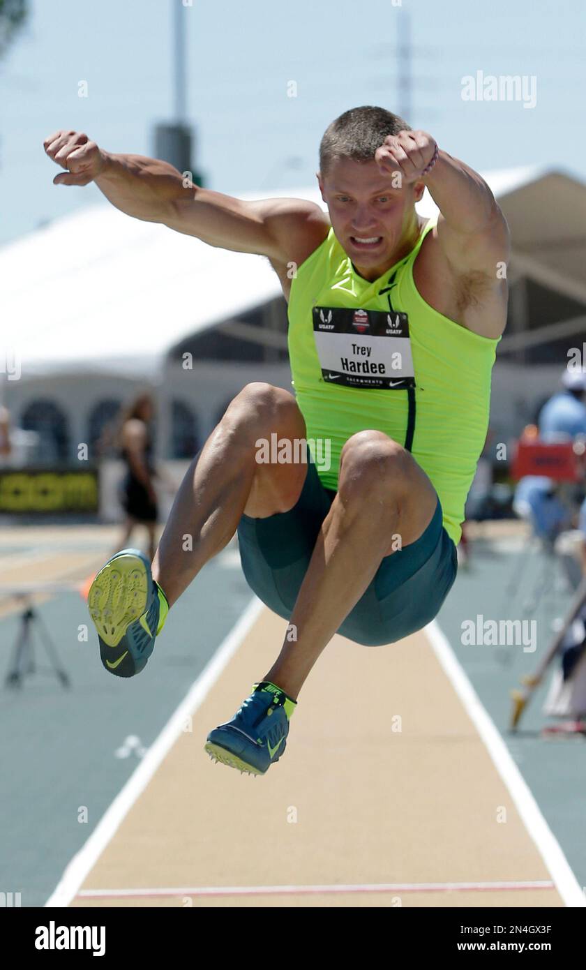 Trey Hardee takes his jump during the long jump of men's decathlon at ...
