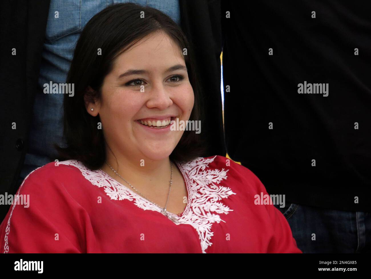 Mexican actress Daniela Rincon smiles as she poses for a photo during a ...