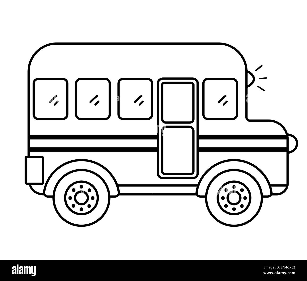 Vector black and white school bus. Contour back to school educational ...