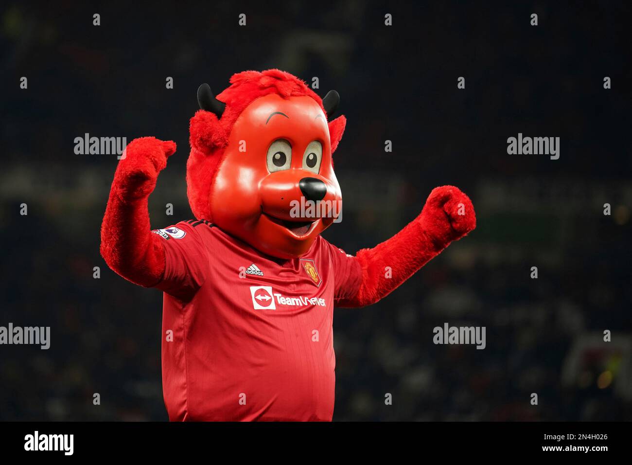 'Fred The Red' the Manchester United mascot seen waving to the fans ...