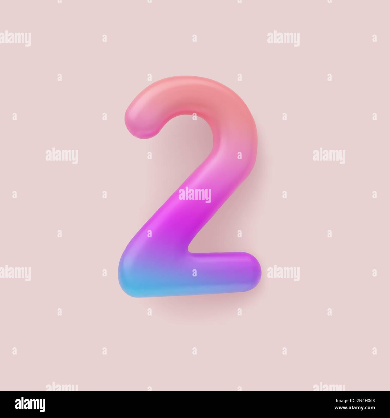 3D Colorful Gradient number 2 on a light background Stock Vector Image ...