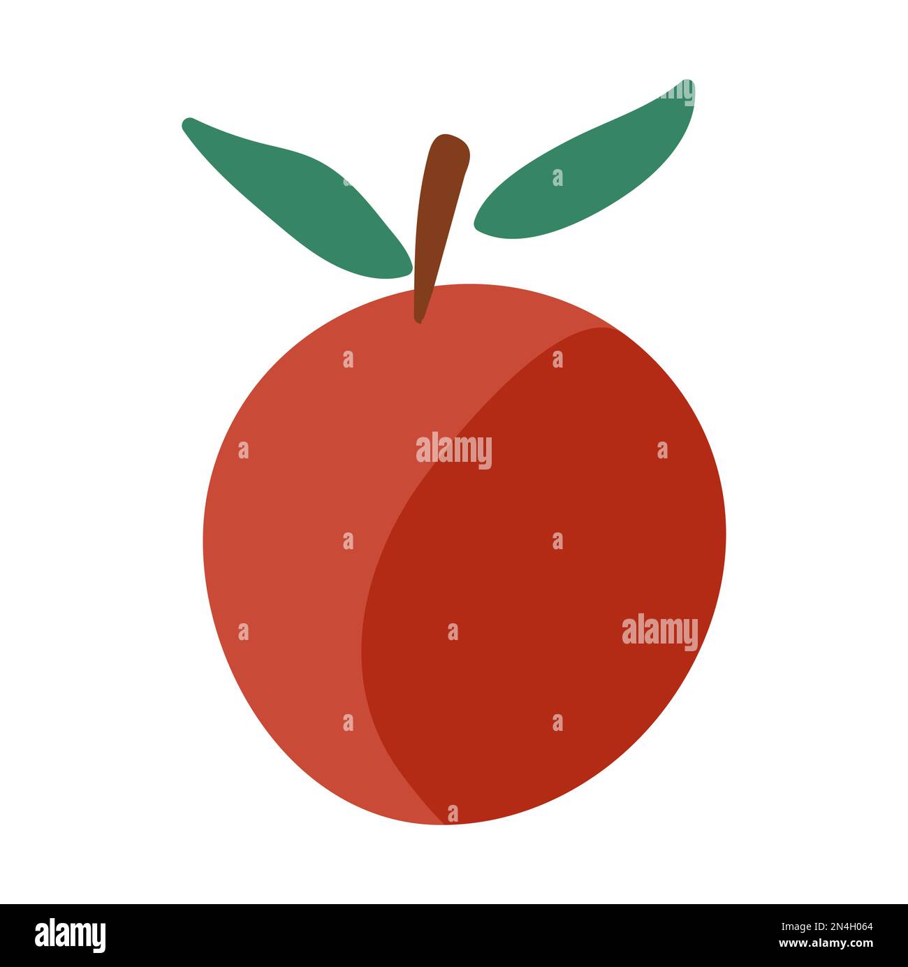 Vector cute apple with leaves. Autumn fruit icon. Funny flat style ...