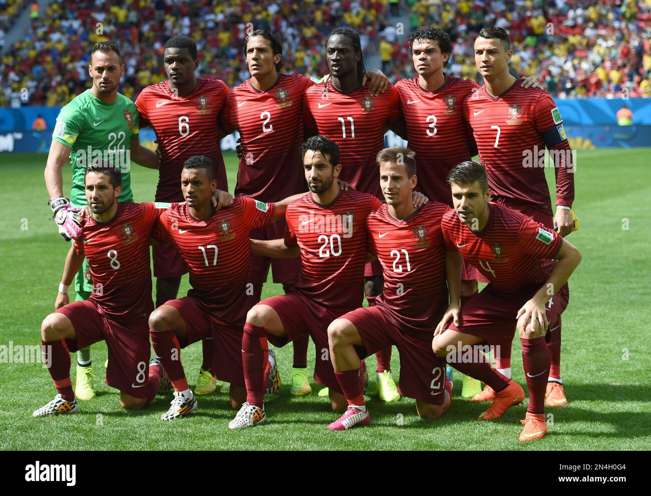 The Portugal team pose for a group photo before the group G World Cup ...