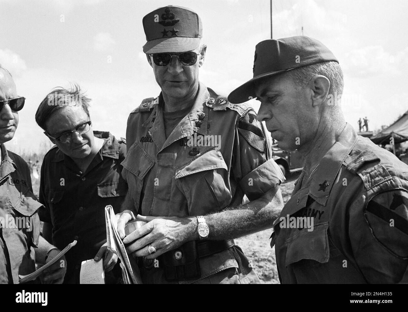 Brigadier General Robert M. Shoemaker, right, commander of the U.S. and ...