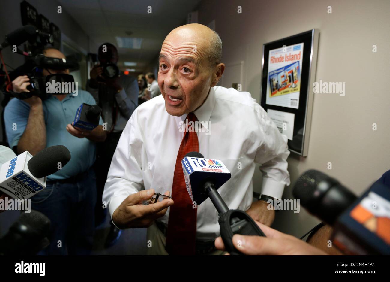 Former ProvidenceMayor Buddy Cianci speaks with reporters moments after ...