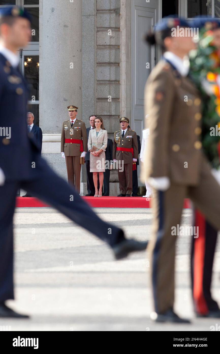 King Felipe VI of Spain and Queen Letizia of Spain, centre, attend the ...