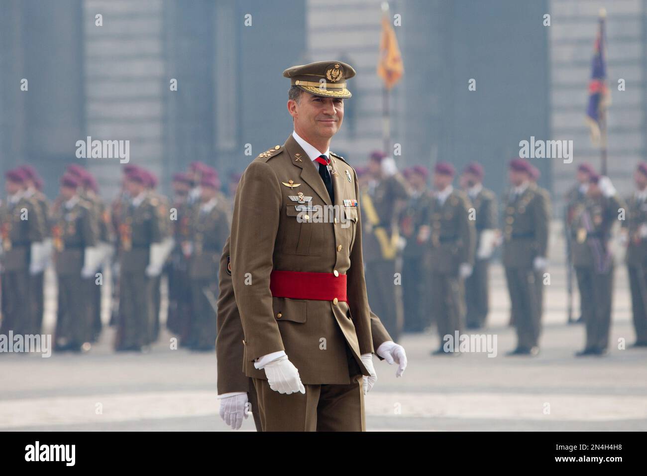 King Felipe VI of Spain, centre, attends the salutation of the Armed ...