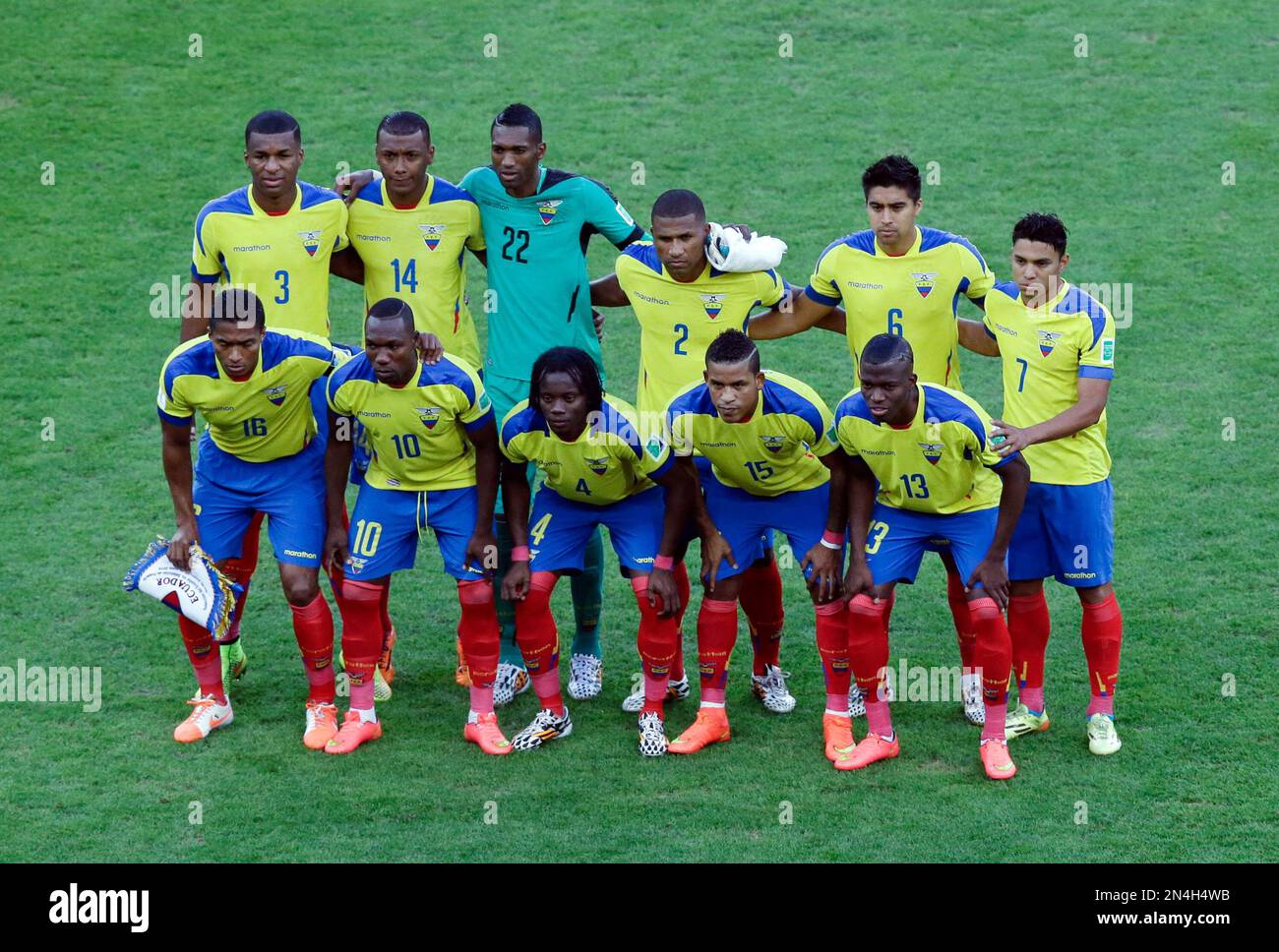The team from Ecuador poses for a photo before the group E World Cup ...