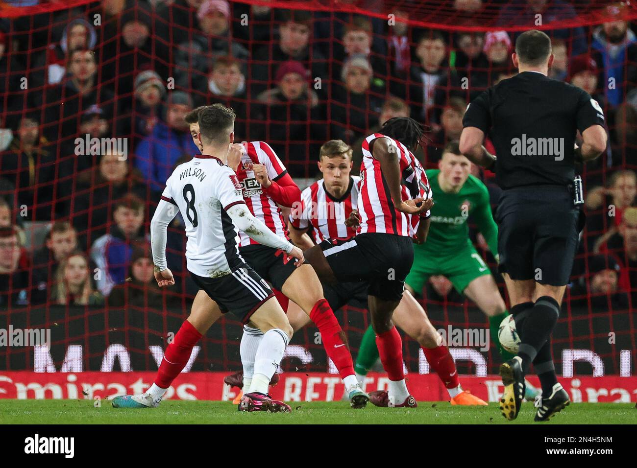 Harry Wilson #8 of Fulham scores to make it 0-1 during the Emirates FA ...