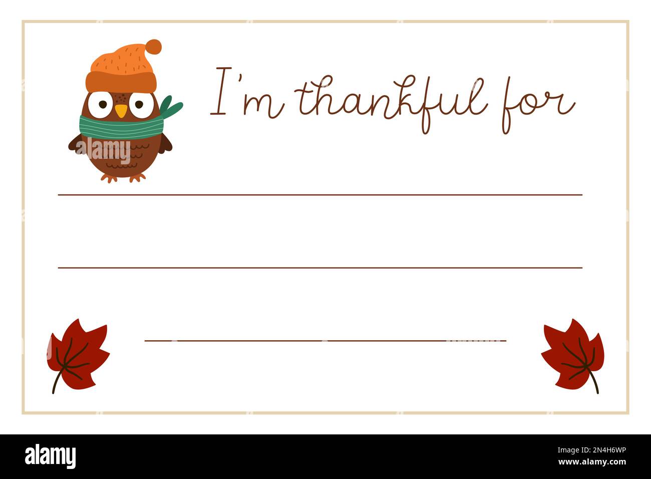 Vector Thanksgiving card. Im thankful for horizontal letter template ...