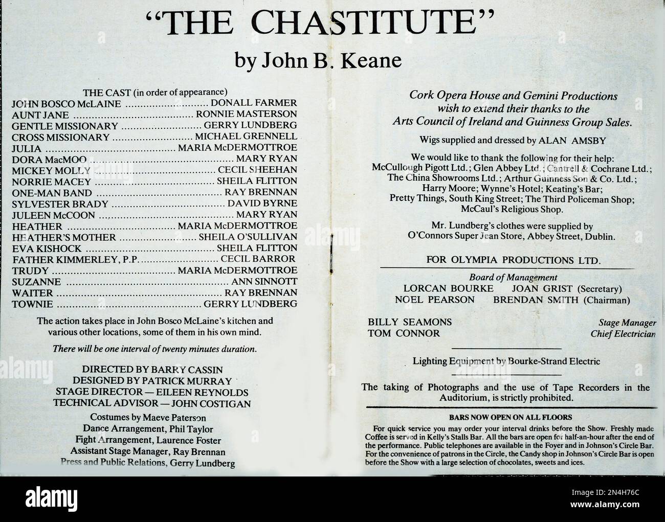 The cast list for the 1980 production of The Chastitute, by John B ...