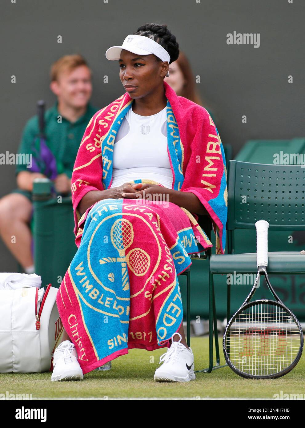 Venus Williams of U.S. rests during her women's singles match against ...