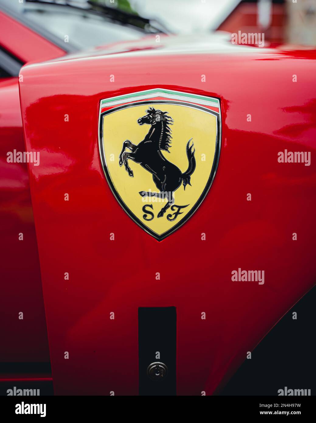 A vertical shot of the details of a red Ferrari F40 Stock Photo - Alamy
