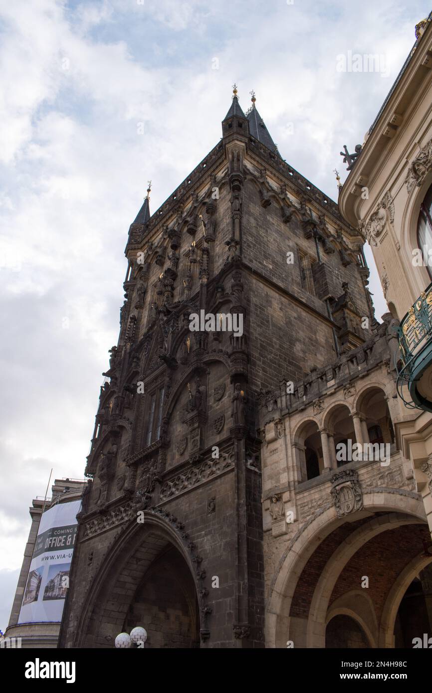 Prague, Czech Republic. Charles Bridge with its statuette, Lesser Town ...