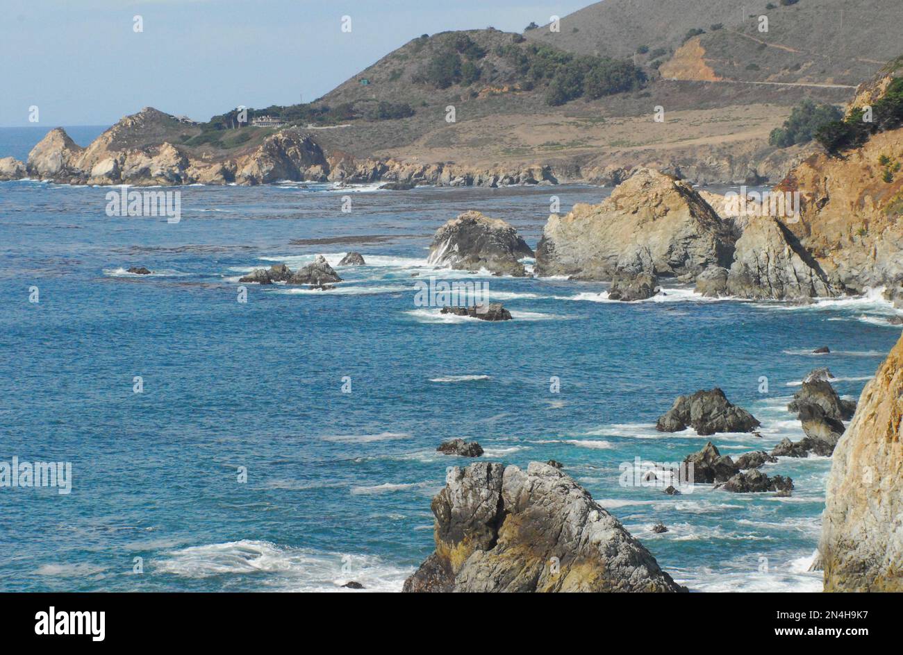 A panoramic landscape of the slopes of Mt. Tamalpais as it creates an ...