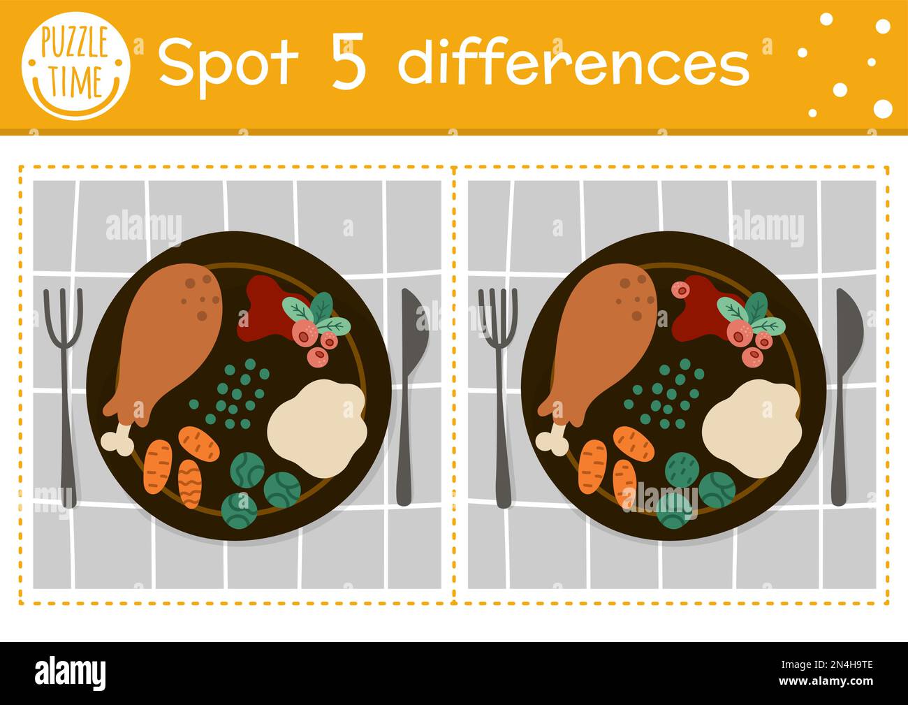 Find differences game for children. Thanksgiving educational activity ...