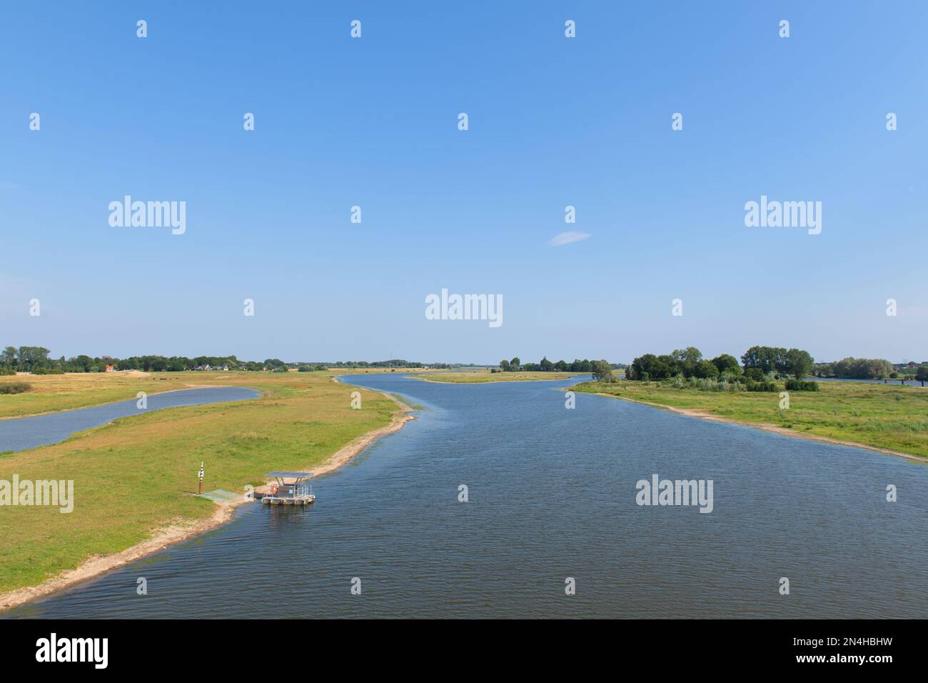 Landscape river the IJssel in Holland taken from the red bridge Stock ...