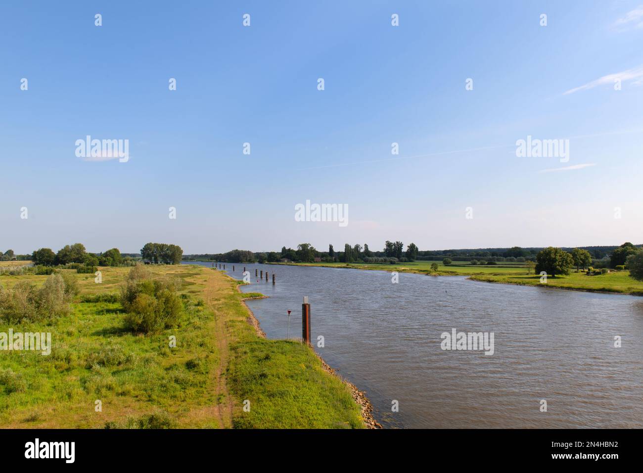 Landscape river the IJssel in Holland taken from the red bridge Stock ...