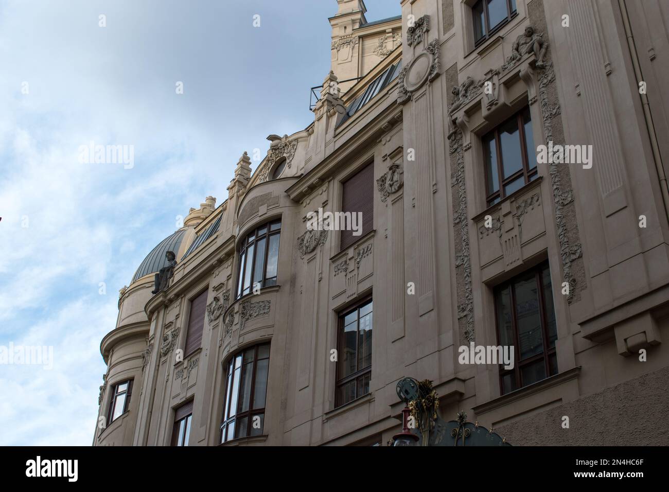 Prague, Czech Republic. Beautiful renaissance buildings in the evening ...