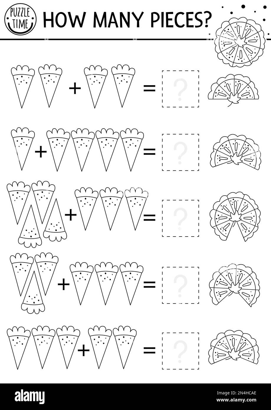 How many pieces line game with cute pumpkin pie. Autumn black and white ...