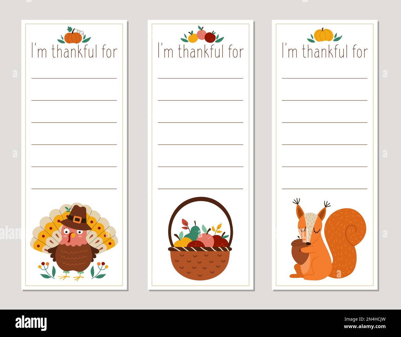 Vector Thanksgiving cards set. Im thankful for vertical templates ...
