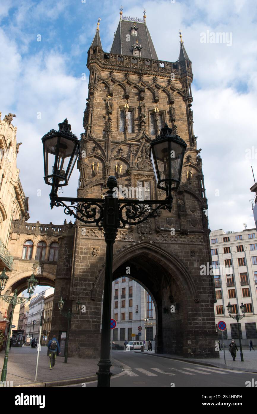 Prague, Czech Republic. Charles Bridge with its statuette, Lesser Town ...