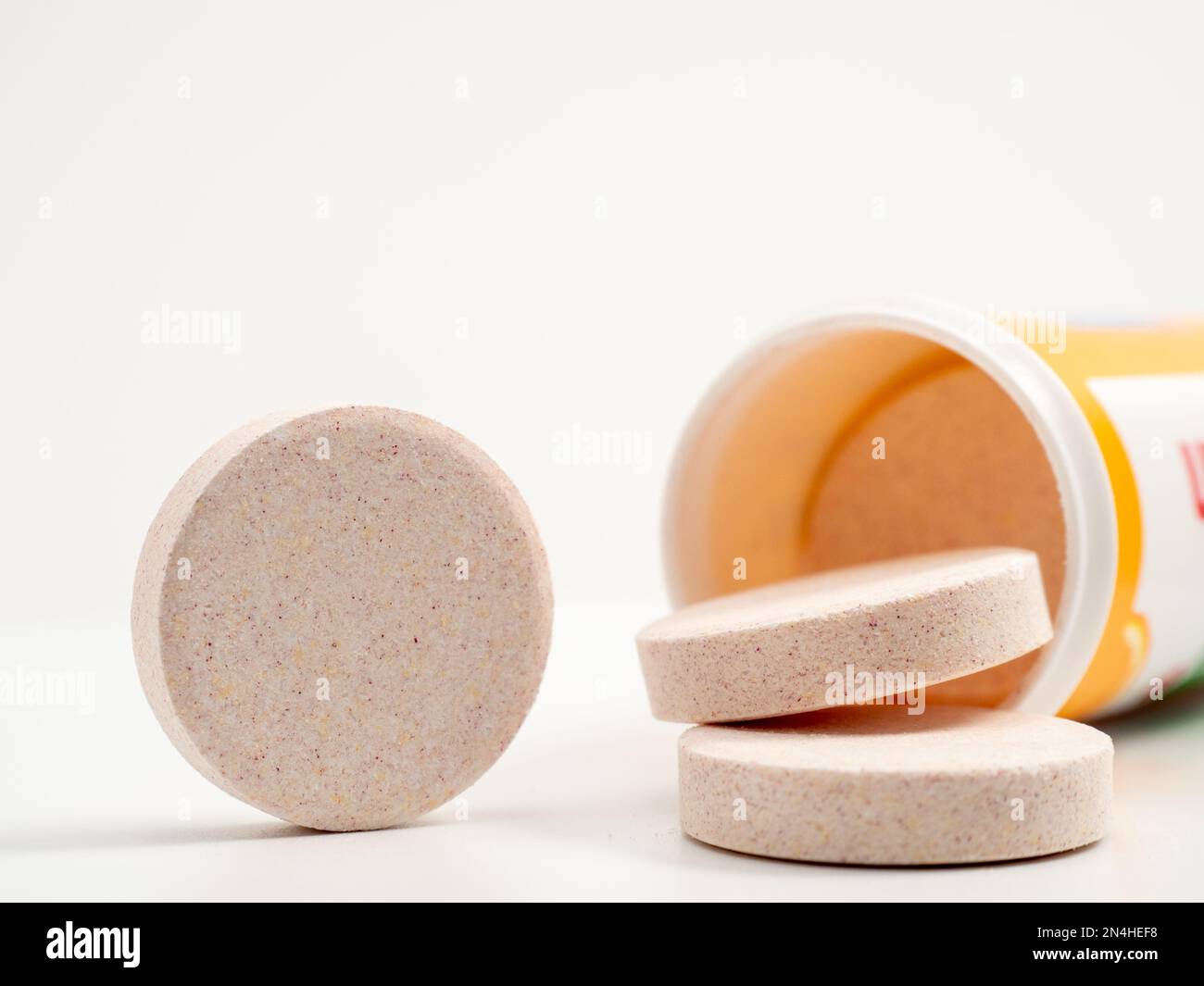 Effervescent multivitamin tablets on a white background. Close-up Stock ...