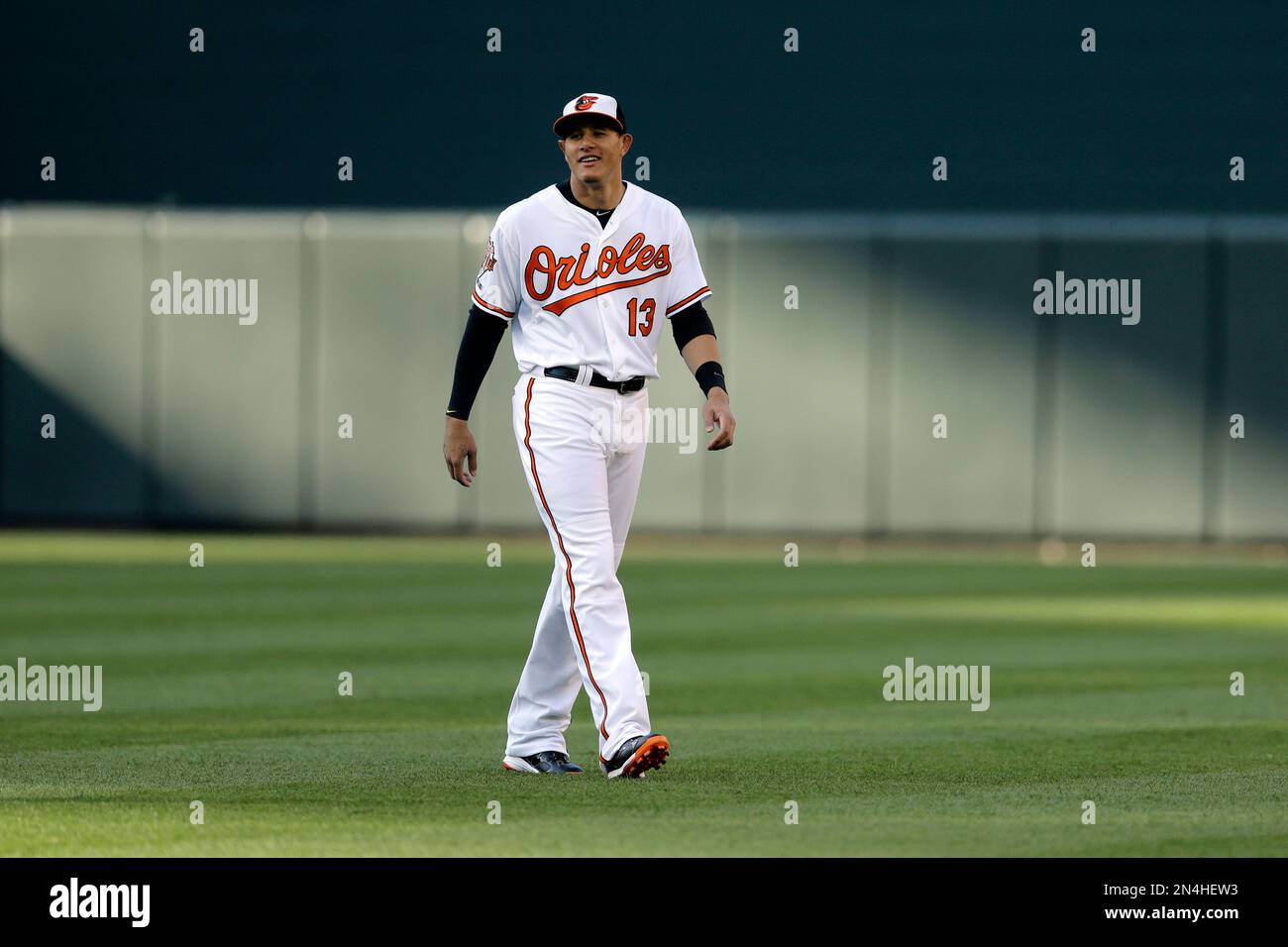 Baltimore Orioles third baseman Manny Machado walks in the outfield ...