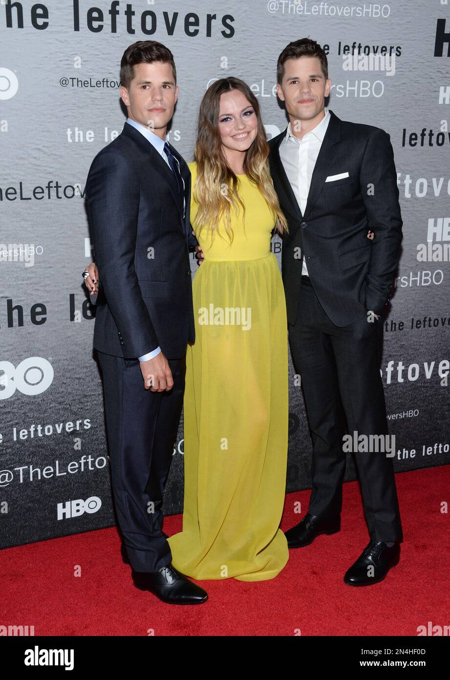 Actors Charlie Carver, left, Emily Meade and Max Carver attend HBO's ...