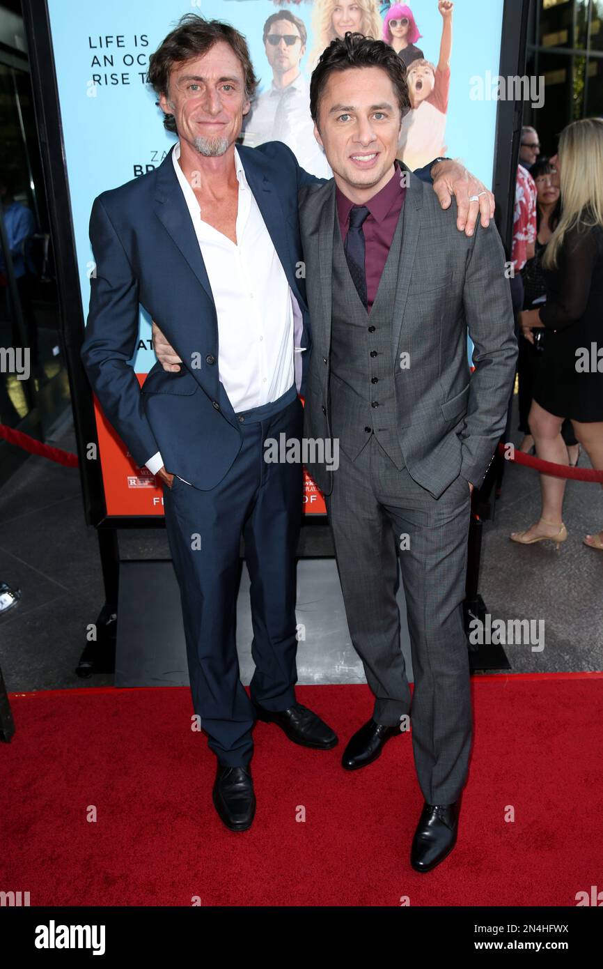 Adam J. Braff, left, and Zach Braff arrive at the Los Angeles premiere ...