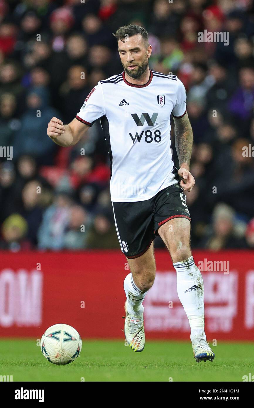 Shane Duffy #5 of Fulham during the Emirates FA Cup fourth round replay ...