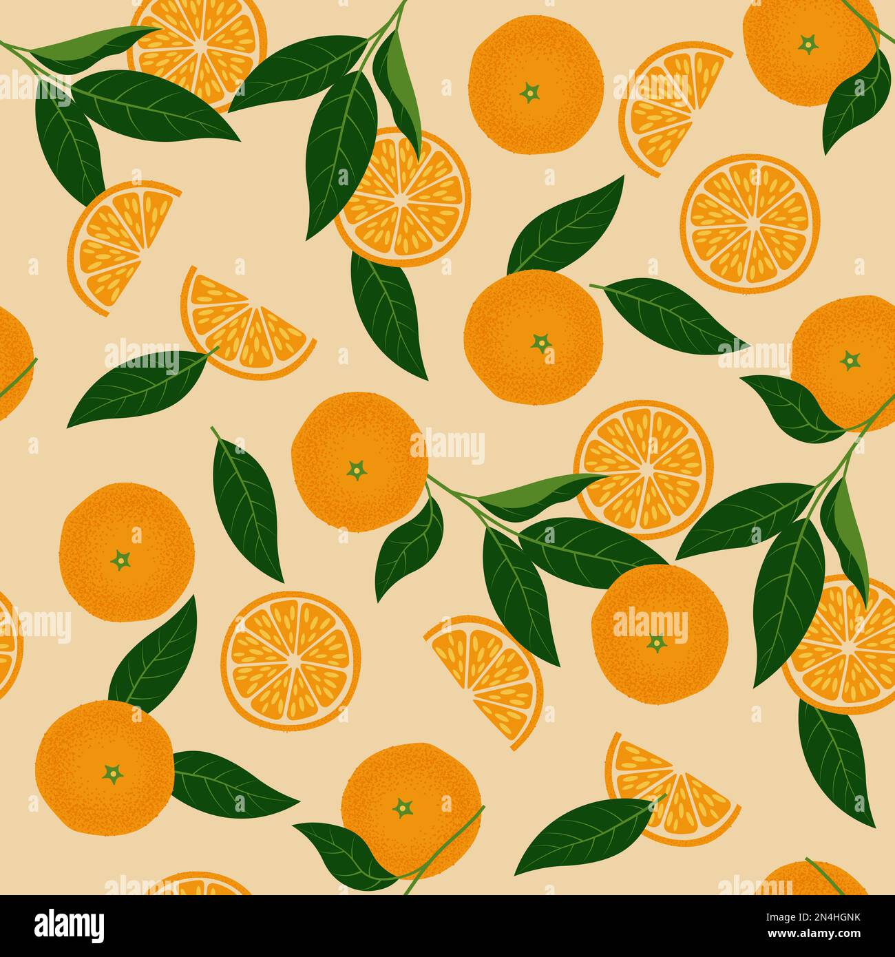 Tropical seamless pattern with orange citrus fruit. Vector Illustration ...
