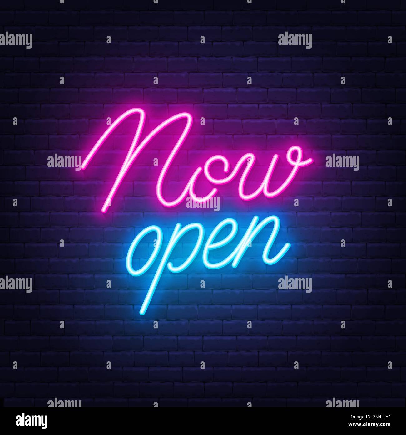 Now Open neon sign on brick wall background Stock Vector Image & Art ...