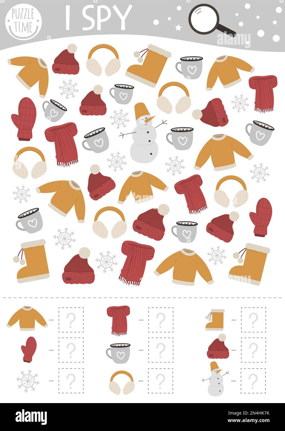 Winter I spy game for kids. Searching and counting activity for ...