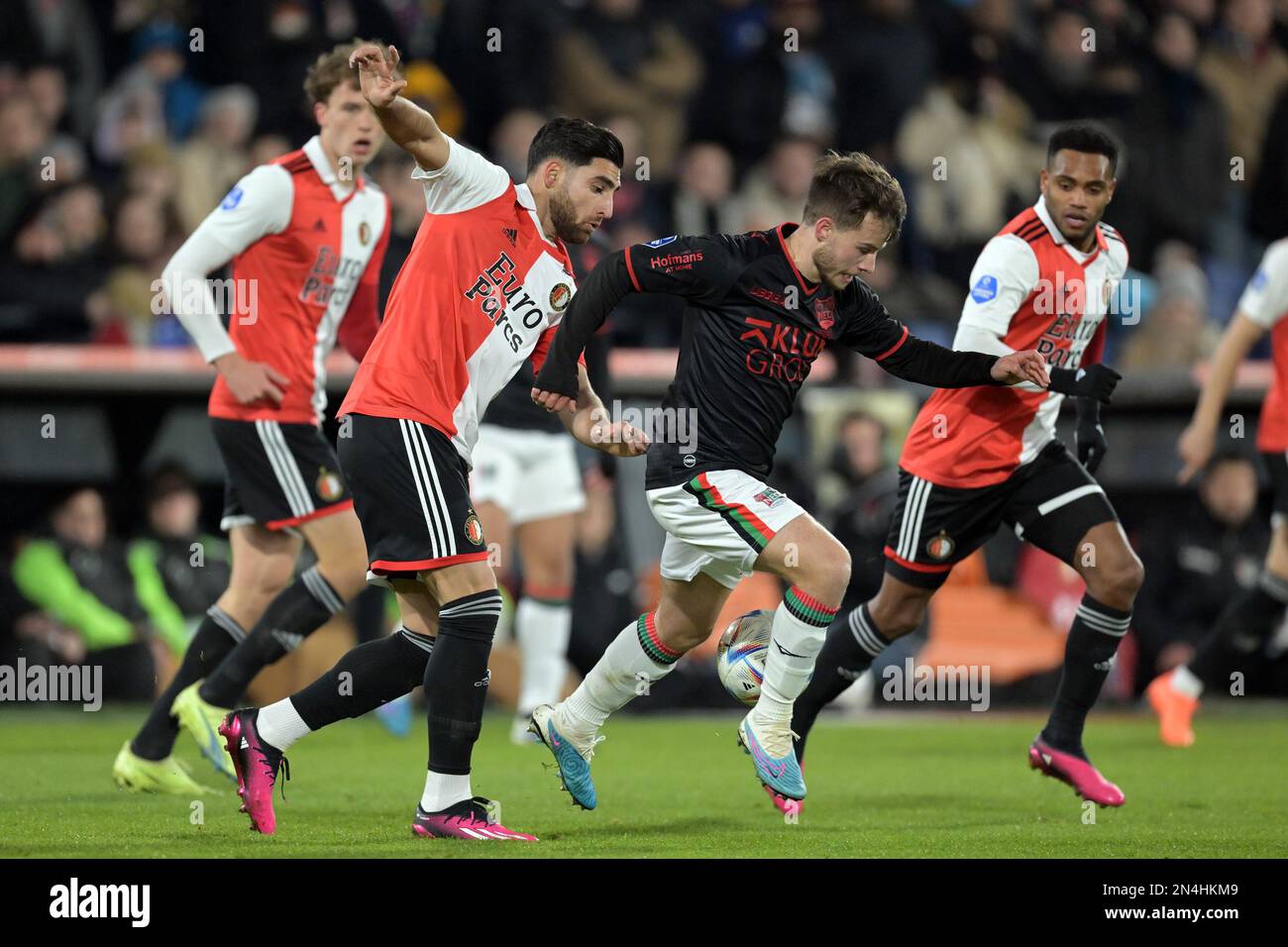 ROTTERDAM - (lr) Alireza Jahanbaksh of Feyenoord, Dirk Proper of NEC Nijmegen during the round ...