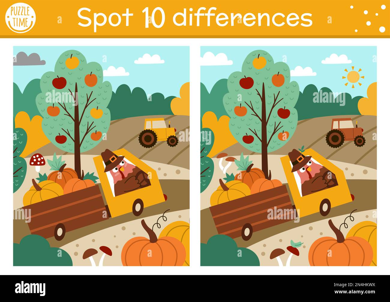 Find differences game for children. Thanksgiving educational activity ...