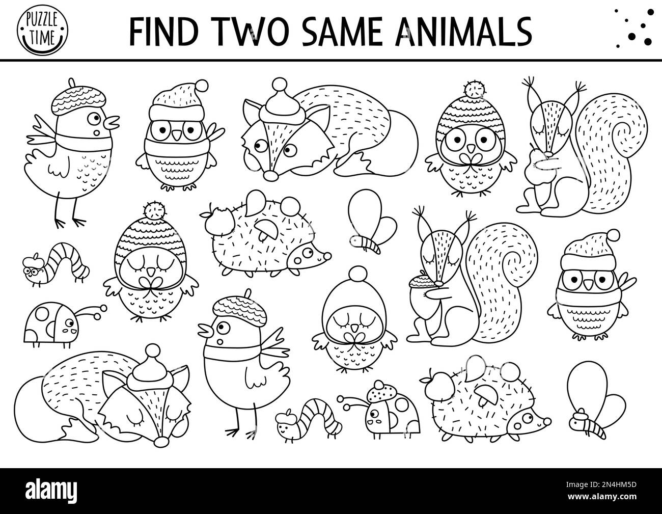 Find two same animals. Thanksgiving black and white matching activity ...
